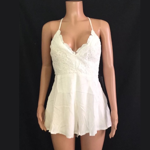 Lulus | Dresses | Lulus Lace Romper Star Spangled Plunging Sexy | Poshmark